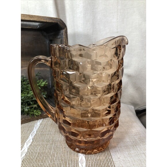 Indiana Glass | Dining | Vintage Indiana Whitehall Glass Cubist Pitcher ...